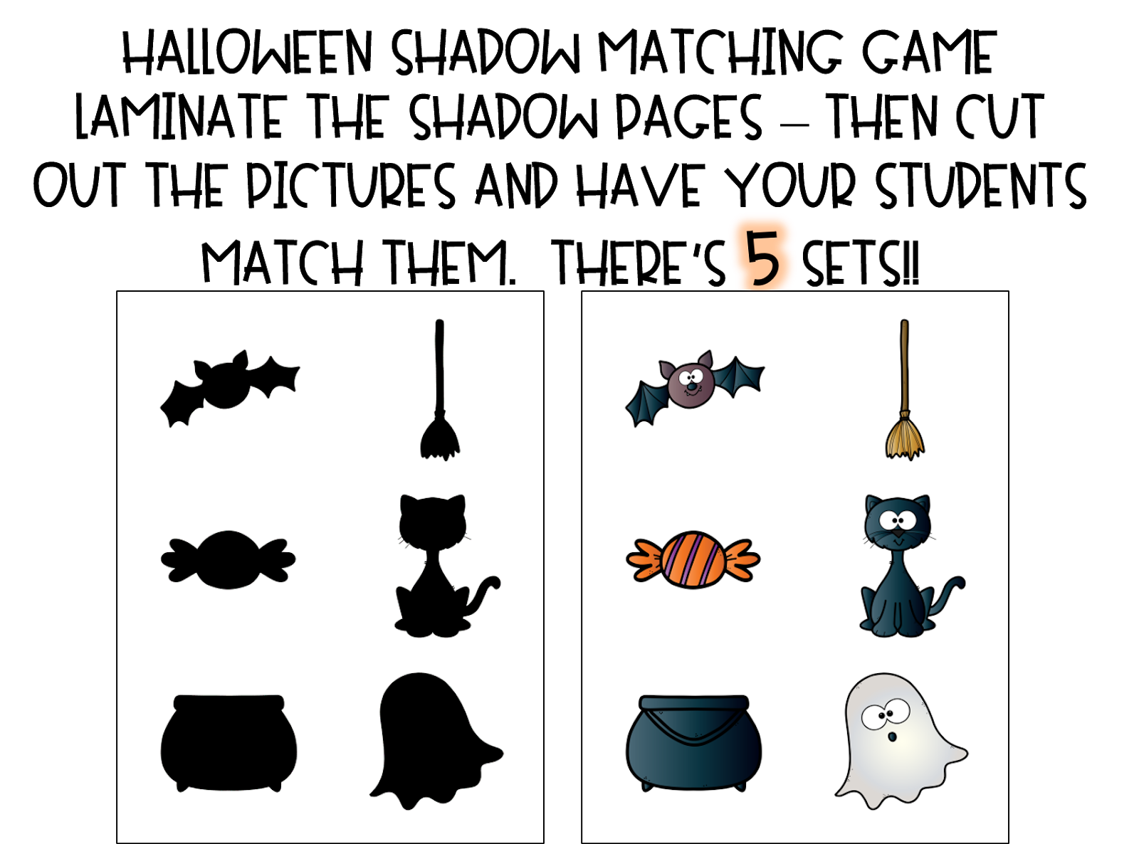 Simply Delightful in 2nd grade: 5 Halloween shadow matching activities