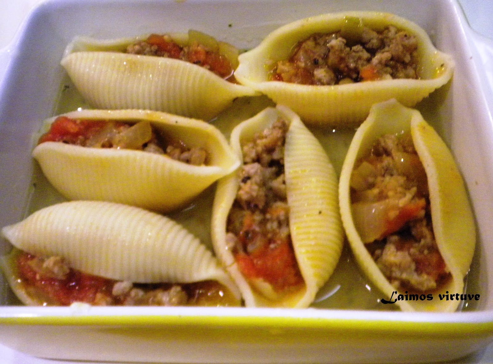 Laimos virtuvė: Įdaryti makaronai - kriauklės