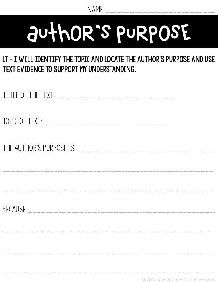 Cannon s Crafty Curriculum Author s Purpose cannon-s-crafty-curriculum-author-s-purpose