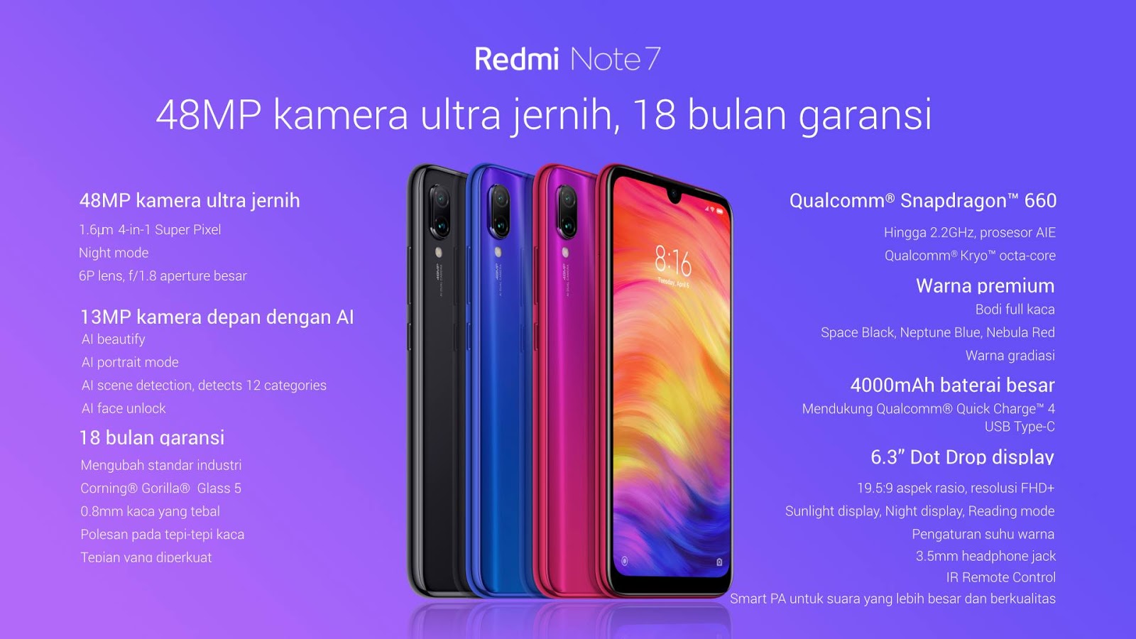 Xiaomi Redmi Note 7 Garansi Resmi TAM Masuk Indonesia, Versi "Pro ...