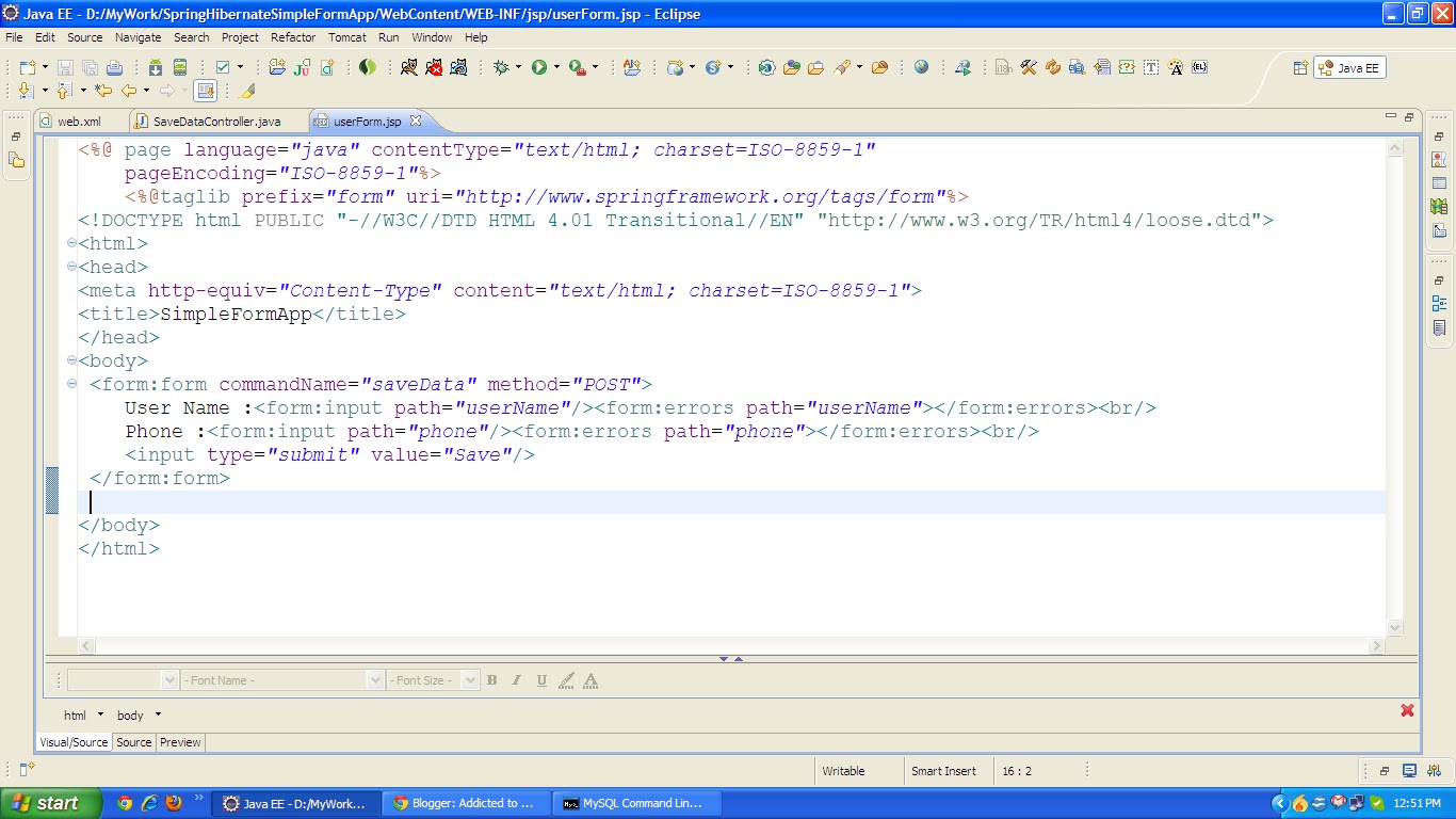 Working with Simple Form Controller using Spring & Hibernate | Addicted ...