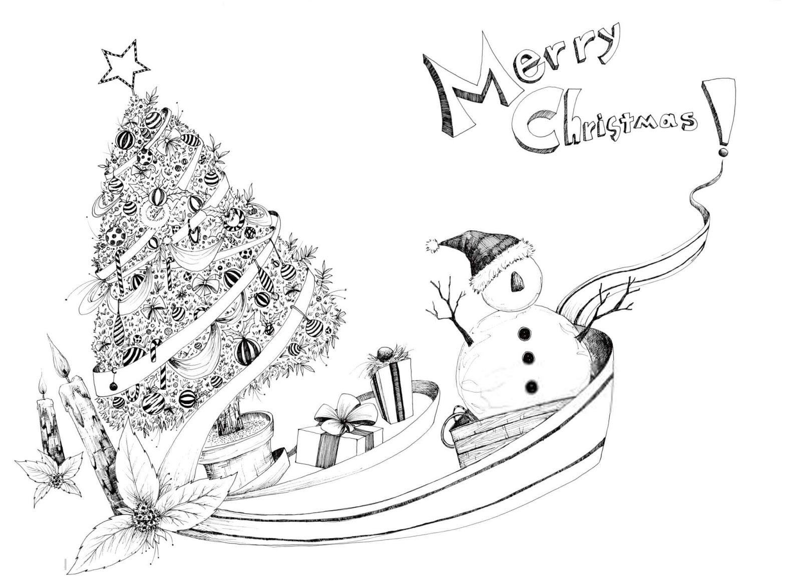 Merry Christmas Drawings Images to Print & Color
