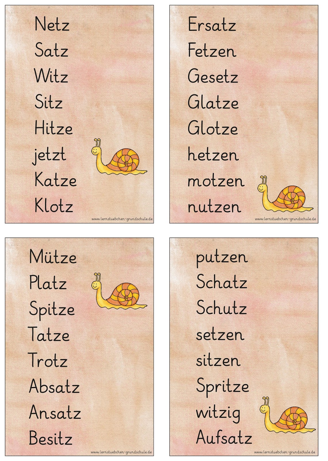 Lernstübchen | tz-Wörter (mit Link)