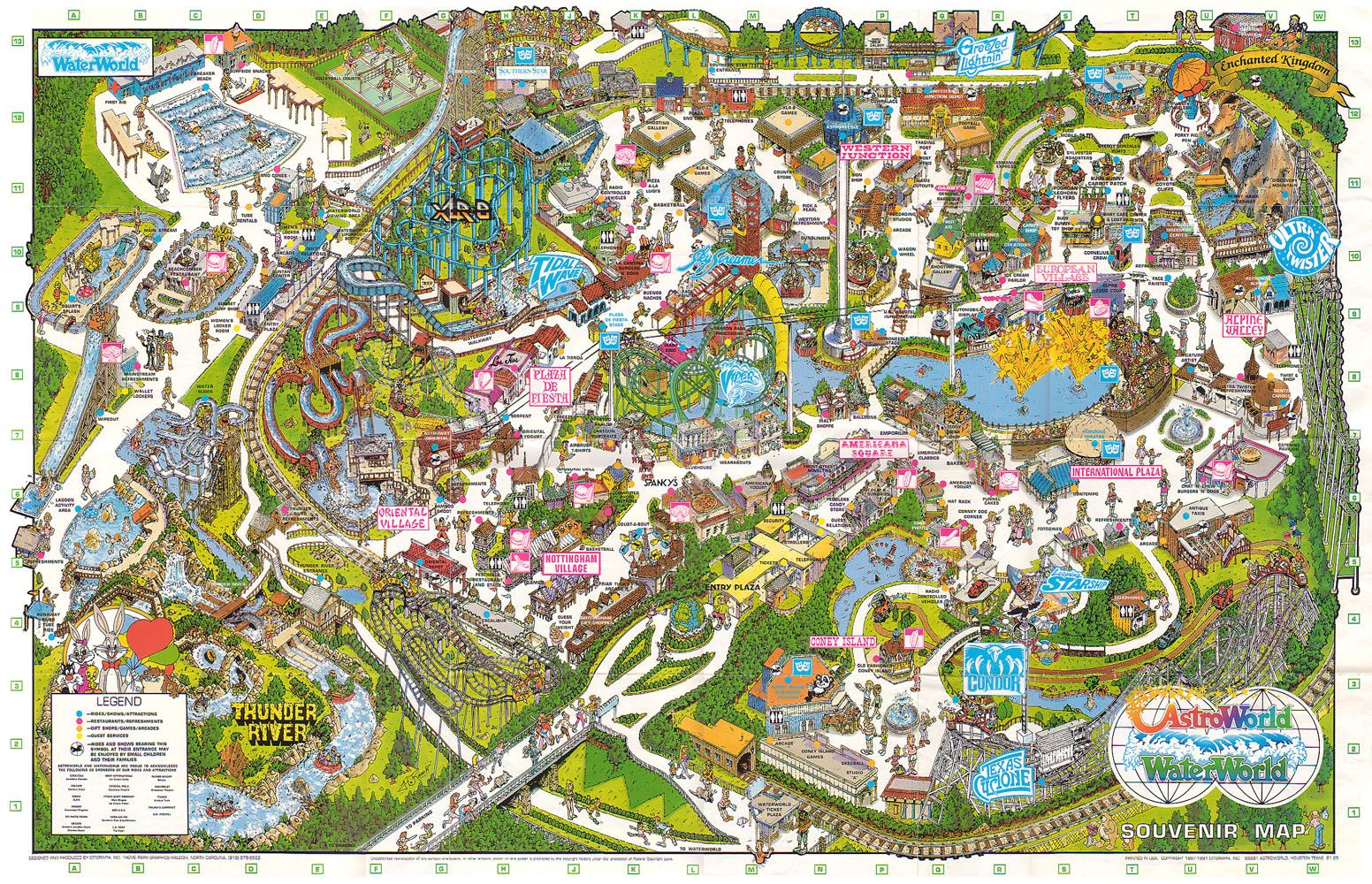 The Crazy World of Honey Bunny: Six Flags Astroworld park maps