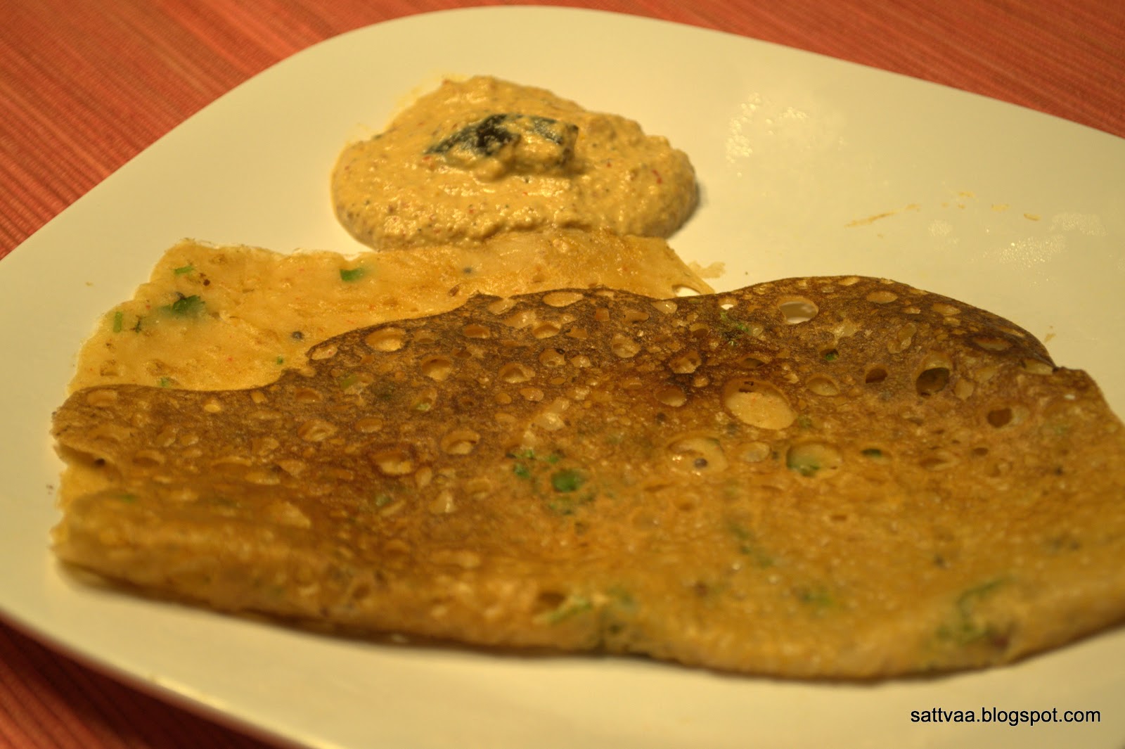 Sattvaa: Godhi(Wheat flour) dosa and peanut chutney - delectably ...