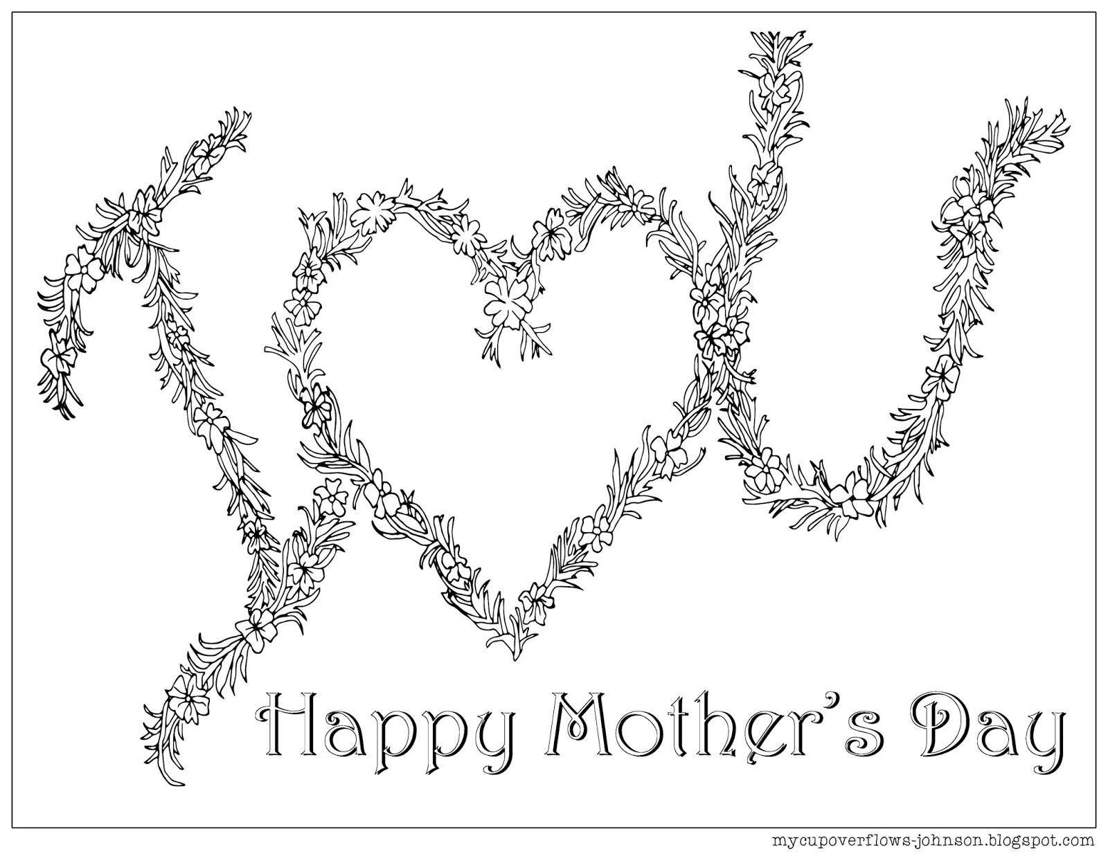 My Cup Overflows: Mother's Day Coloring Pages