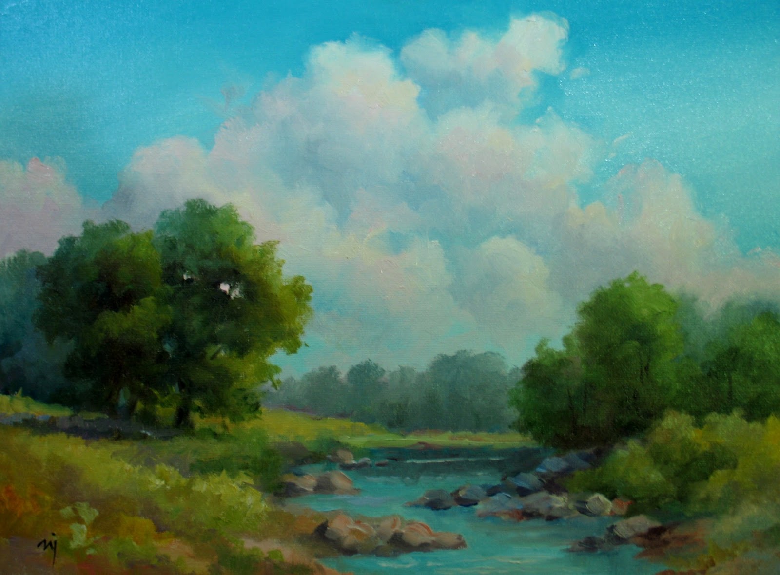 Nel's Everyday Painting: Summer Landscape, Sunflower (SOLD)