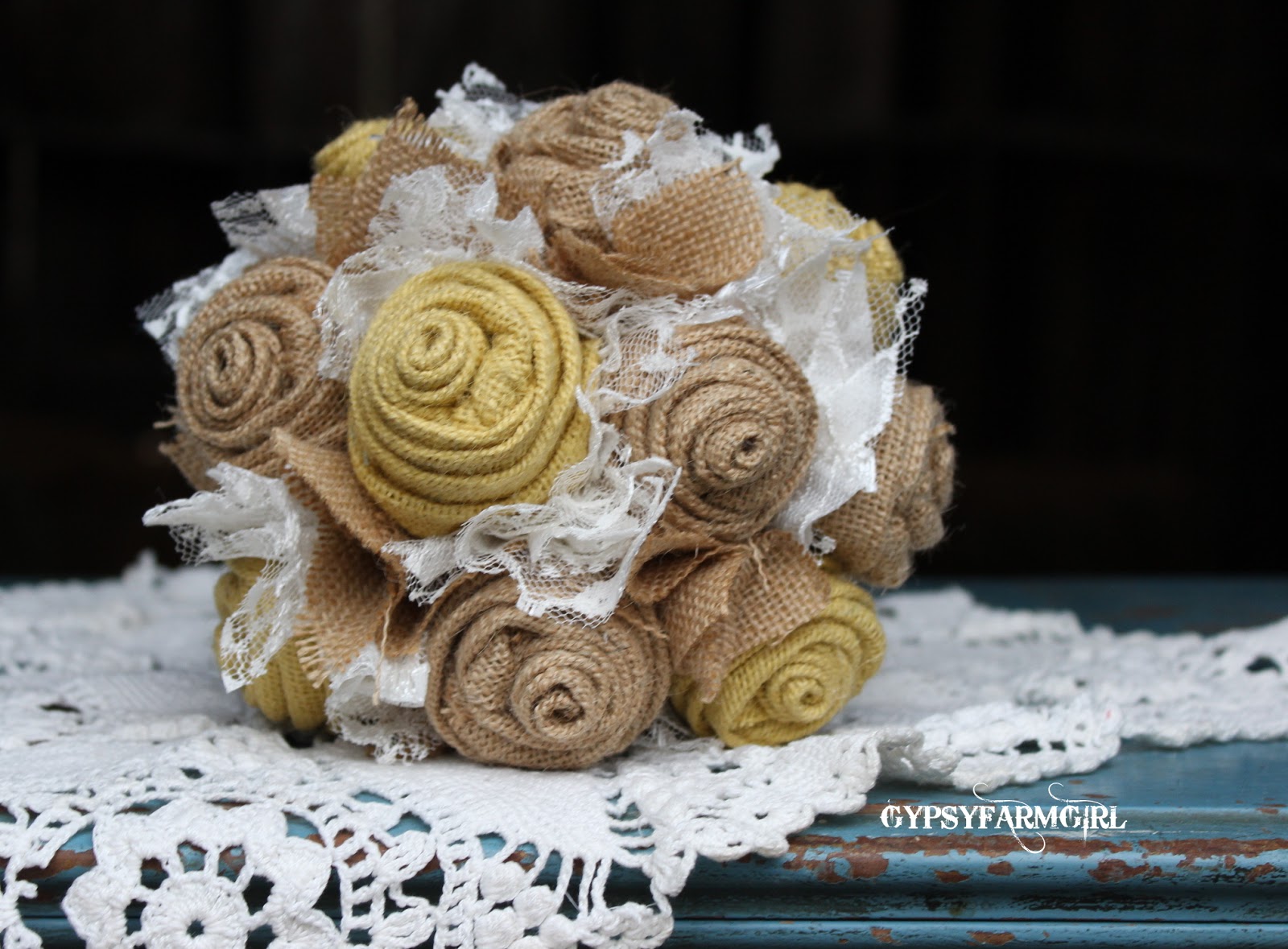 GypsyFarmGirl: Turquoise and Yellow Burlap and Lace Weddings