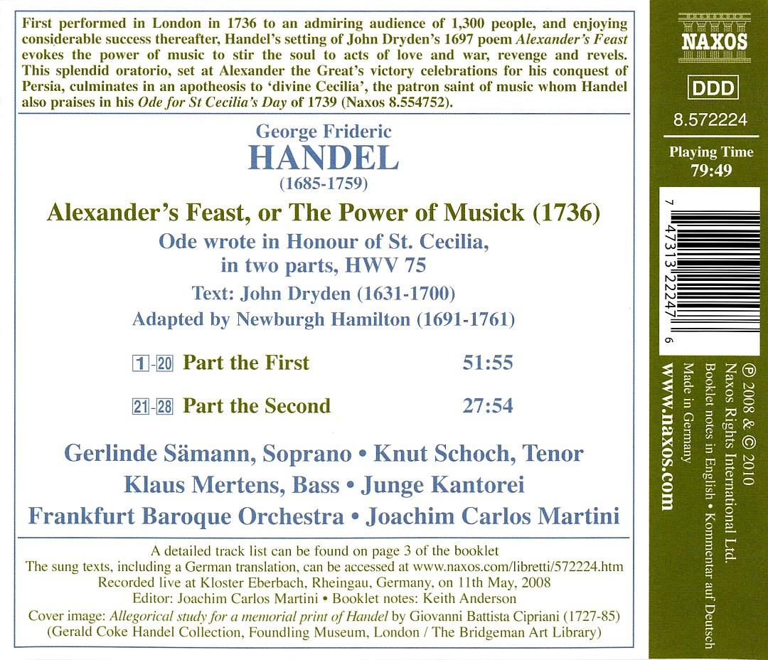 makdelart - classique: Handel - Alexander's Feast (Joachim Carlos Martini)