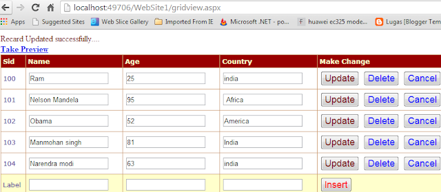How to Perform Insert,Edit,Update,Delete,Cancel and Print operations in Gridview using C# | MY ...