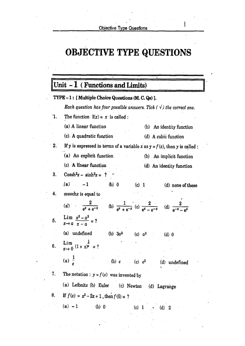 Notes: mcqs_math_fsc2