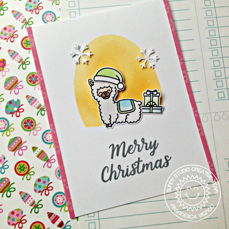 Sunny Studio: Alpaca Holiday Easy To Mail Christmas Cards with Franci