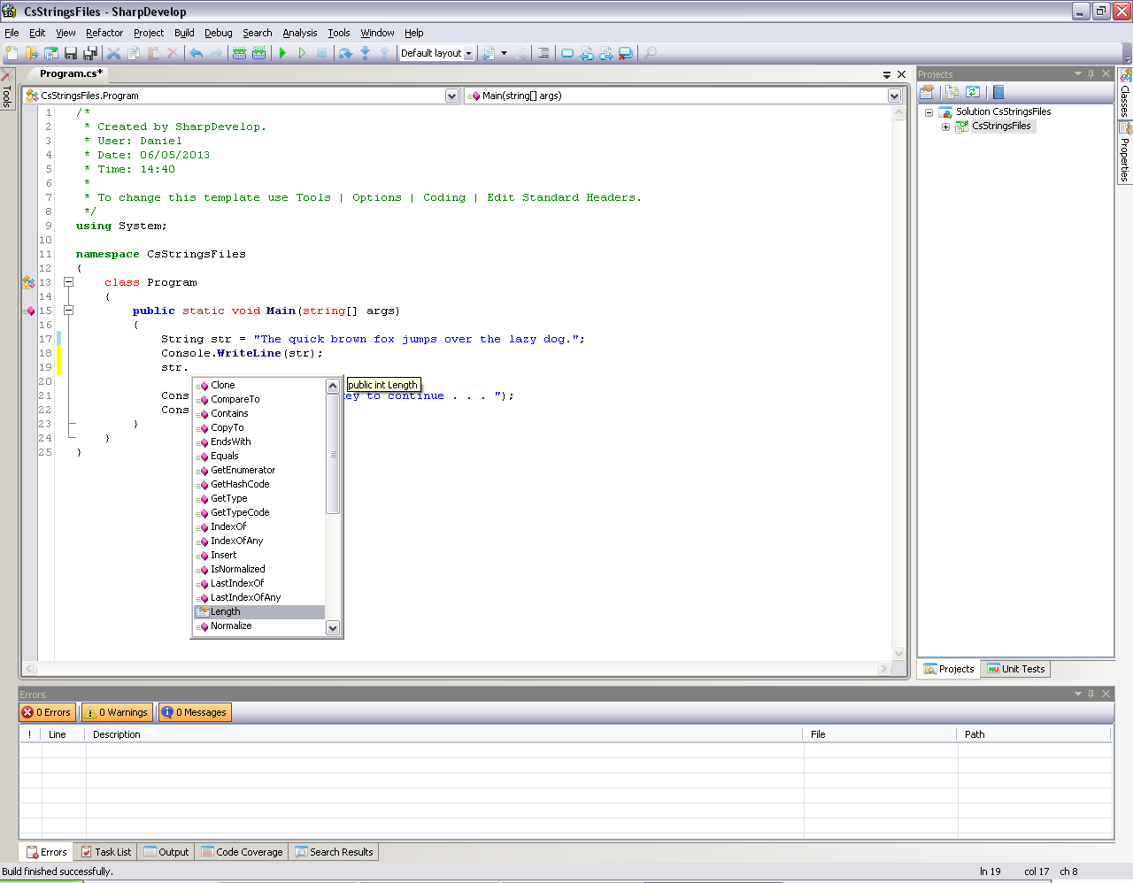 Programmer's Ranch: C# Basics: Working with Strings