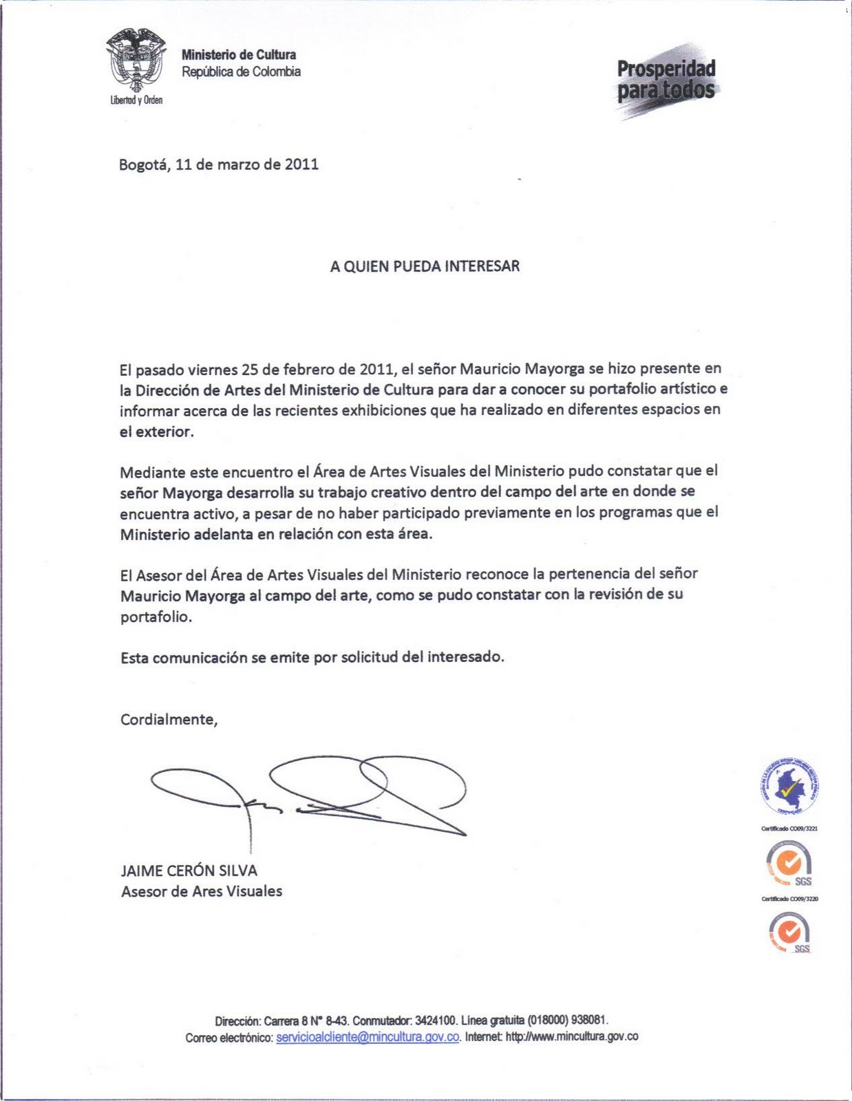 Correspondencia diplomatica e importantes