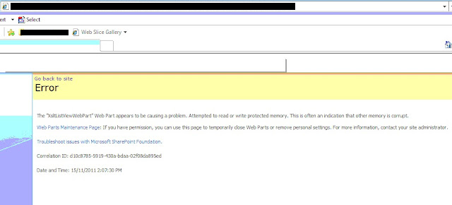 SharePoint 2010 - "XsltListViewWebPart" Web Part appears to be causing a problem