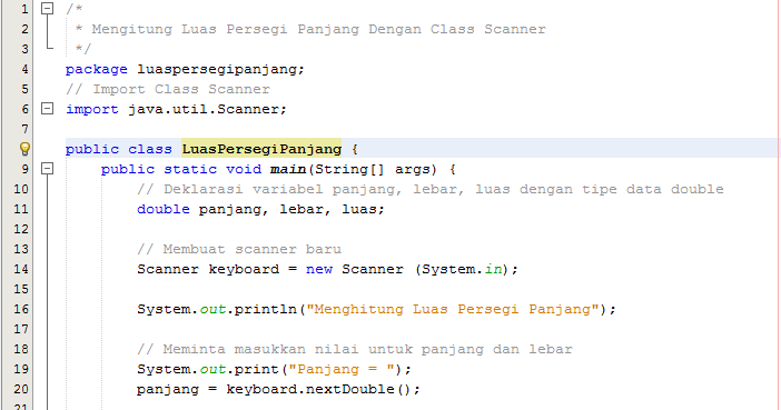 Menghitung Luas Persegi Panjang Dengan Java Menggunakan Class Scanner, Class Console dan ...
