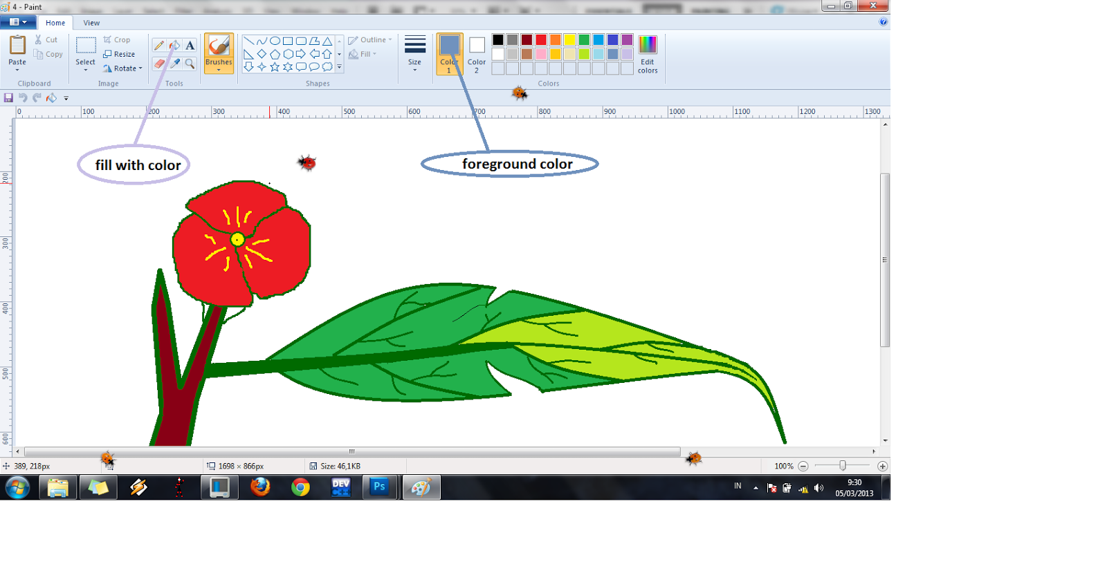 Cara membuat gambar menggunakan paint dan pemberian warna menggunakan ...
