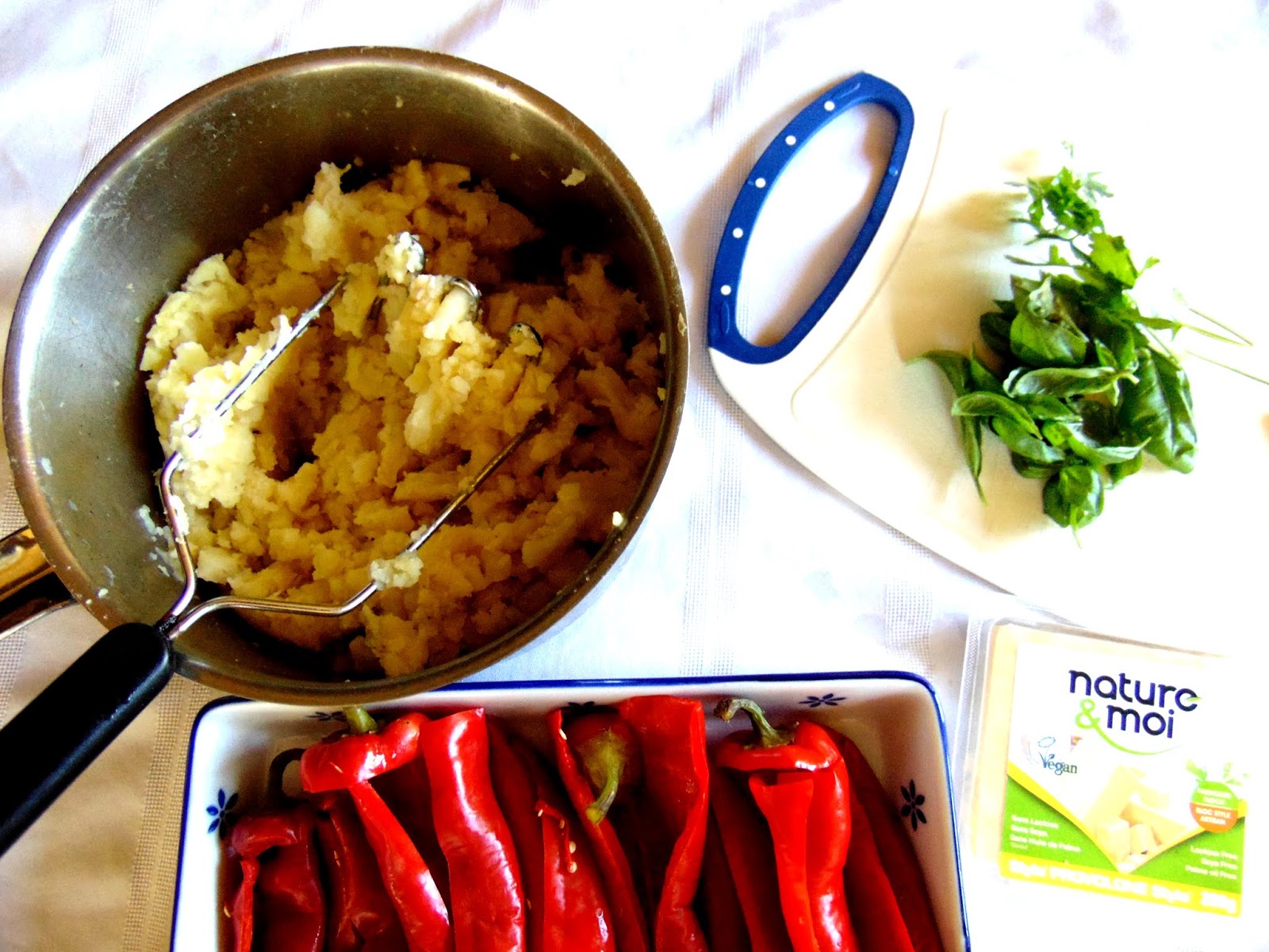 Piments bananes farcis aux pommes de terre