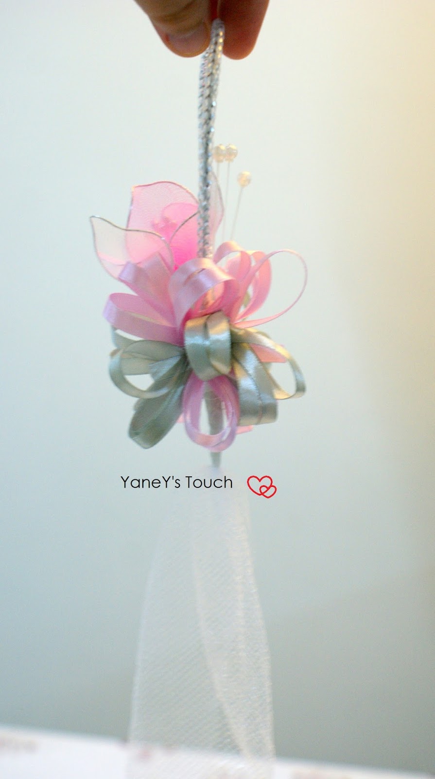 YaneY's Touch: bunga telur stokin gantung : tema pink + silver