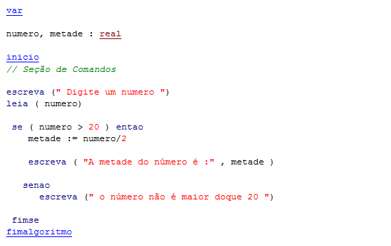 Antigo Programador: VISUALG: Exercícios SE, SENAO