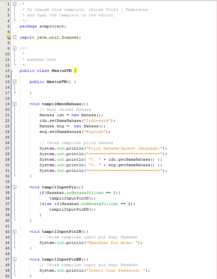 Program sederhana Java: Program ATM Machine (JAVA NETBEANS)