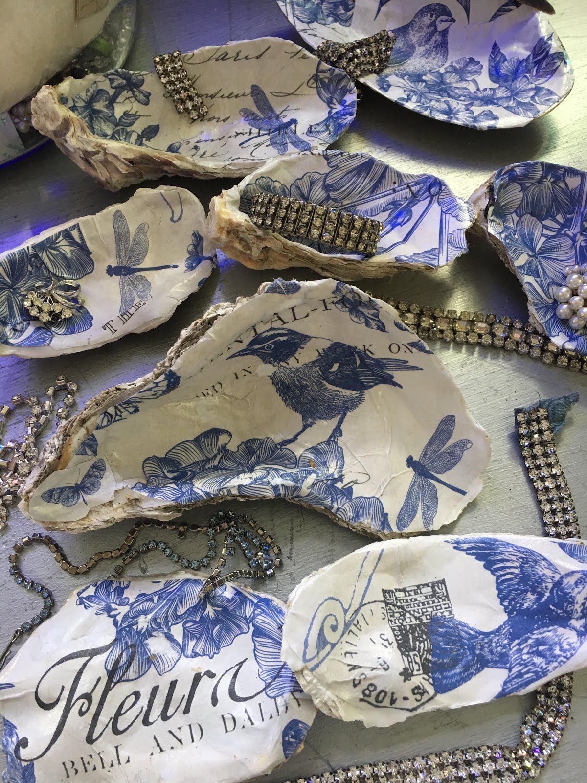 Curtains In My Tree: Paper Embellished Clam & Oyster Shells