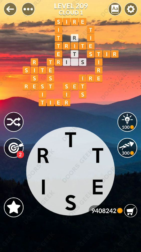 Wordscapes Level 209 Answers ~ Doors Geek