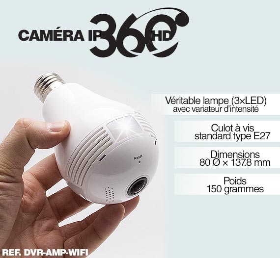 MAROC ESPION: Ampoule Caméra Espion Wi-Fi Panoramic 360° avec Détection ...