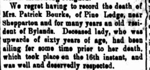 The Bourkes of Burramine and Boosey: Patrick Bourke & Bridget Corbett