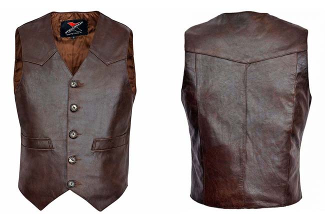 Leather Motorcycle Vest - Emblem of biker style