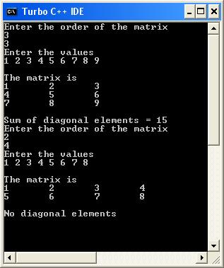C program to find the sum of the diagonal elements(Trace) of a matrix ...