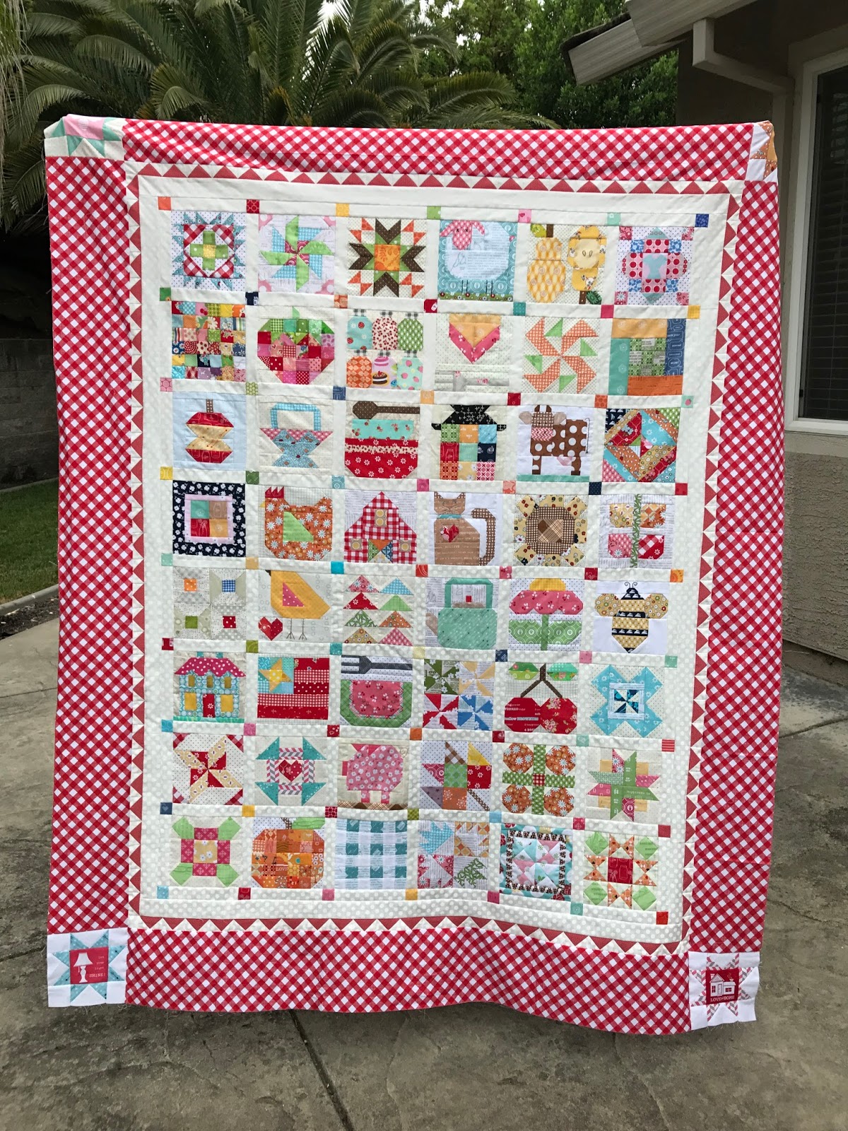 dream quilt create: Farm Girl Vintage Sampler quilt top finished!
