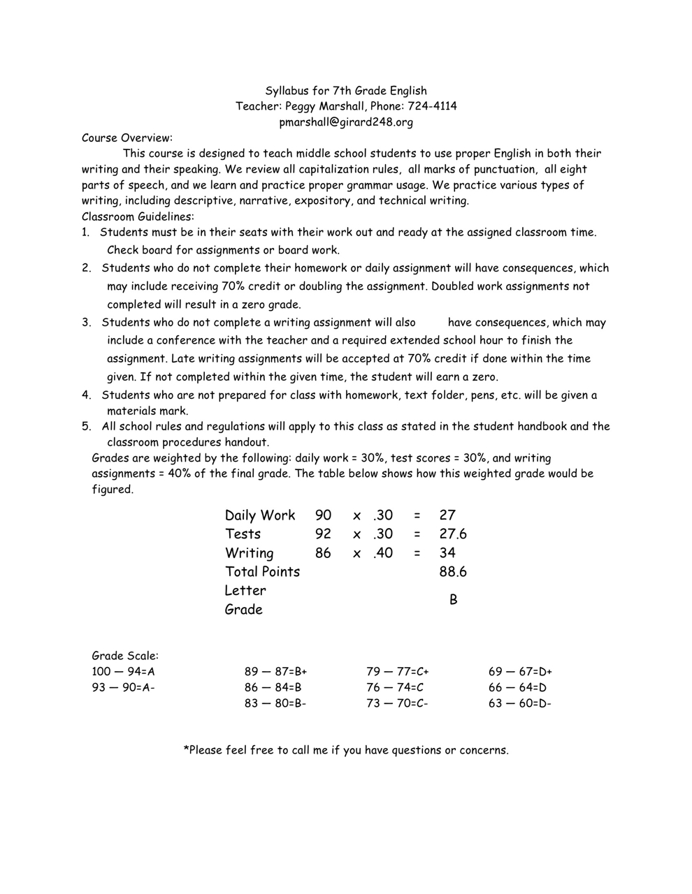 Mrs. Marshall's Blog: Seventh Grade English Syllabus