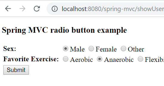 Spring Mvc Radiobutton And Radiobuttons Form Tag Example Tech Tutorials