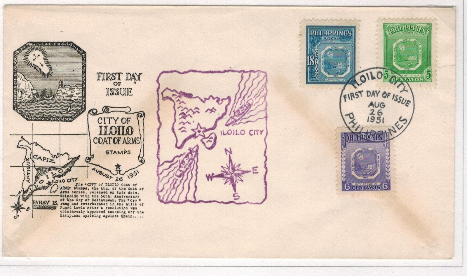 Philippine Republic Stamps : 1951 City of Iloilo Coat of Arms