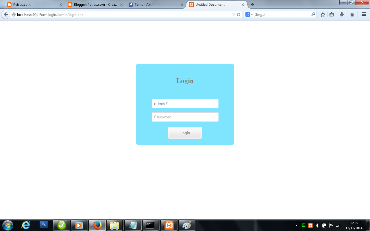 Mengatasi Bug SQL Injection di Form Login ~ Petrus.com