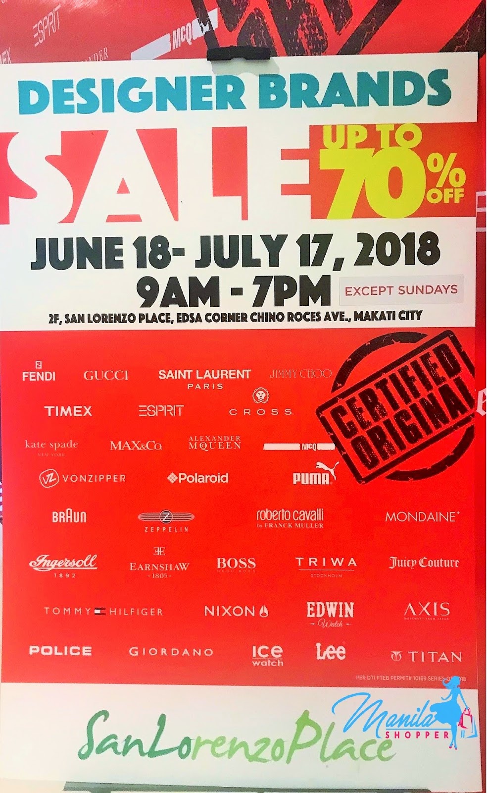 Manila Shopper: Designer Brands SALE at San Lorenzo Place Mall: June ...
