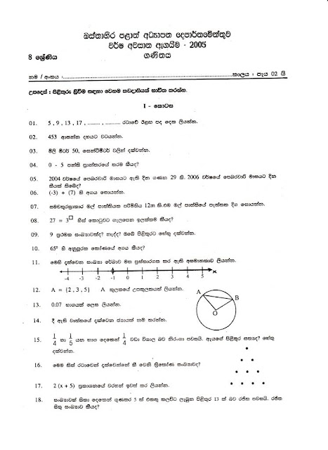 Past papers: Grade 8