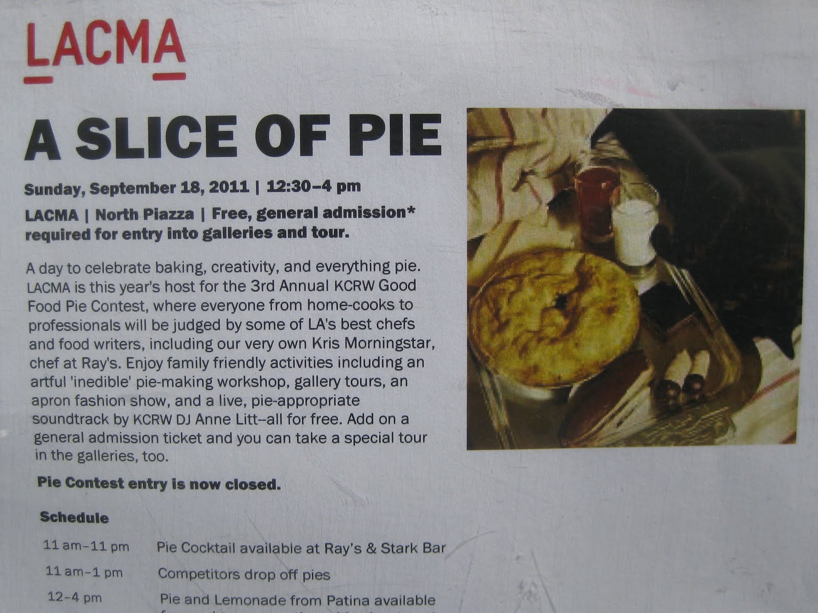 Within My Means: KCRW's 3rd Annual Good Food Pie Contest 2011 at LACMA