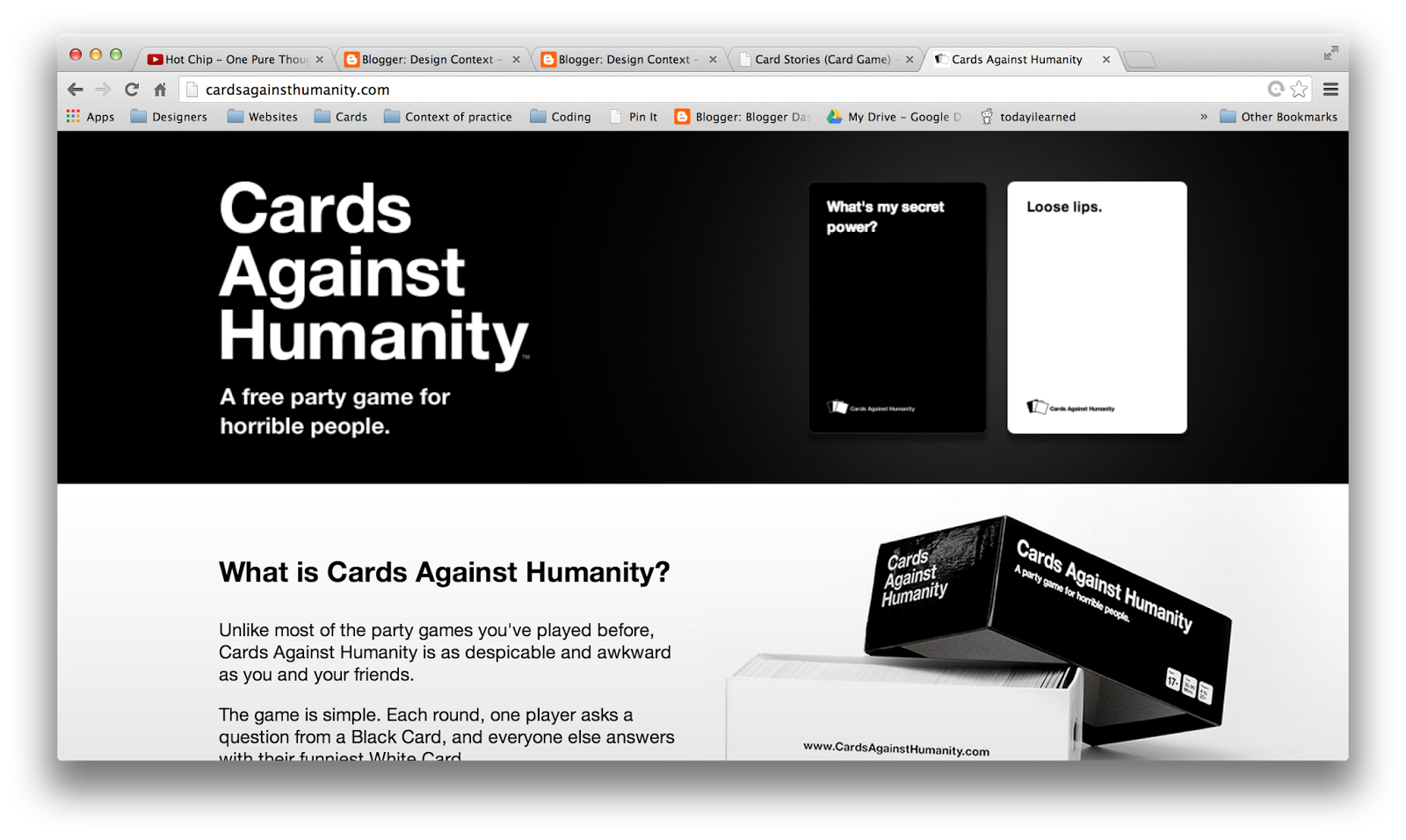Design Context: Design for Web: Card Game and Game websites
