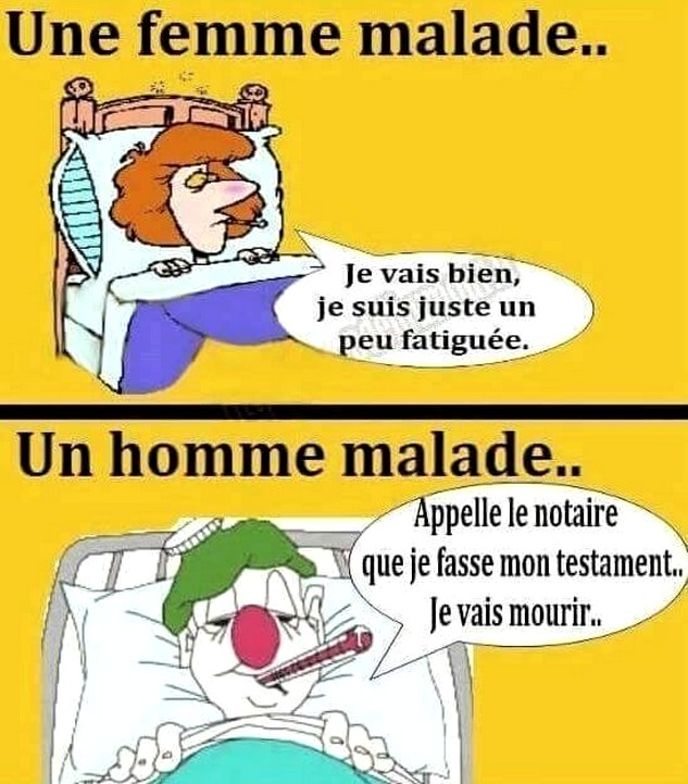 La différence entre une femme malade et Un homme malade ~ Troll Et Humour