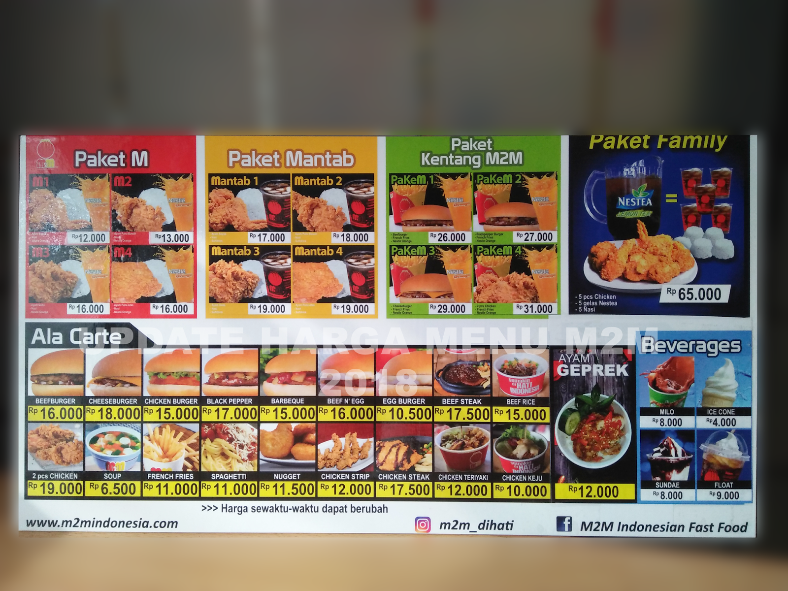Harga Paket Baru M2M Indonesian Fast Food 2018 - M2M Indonesian Fast Food
