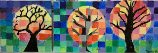 Room 101 Art: Warm, Cool Color Trees, ages 10-13