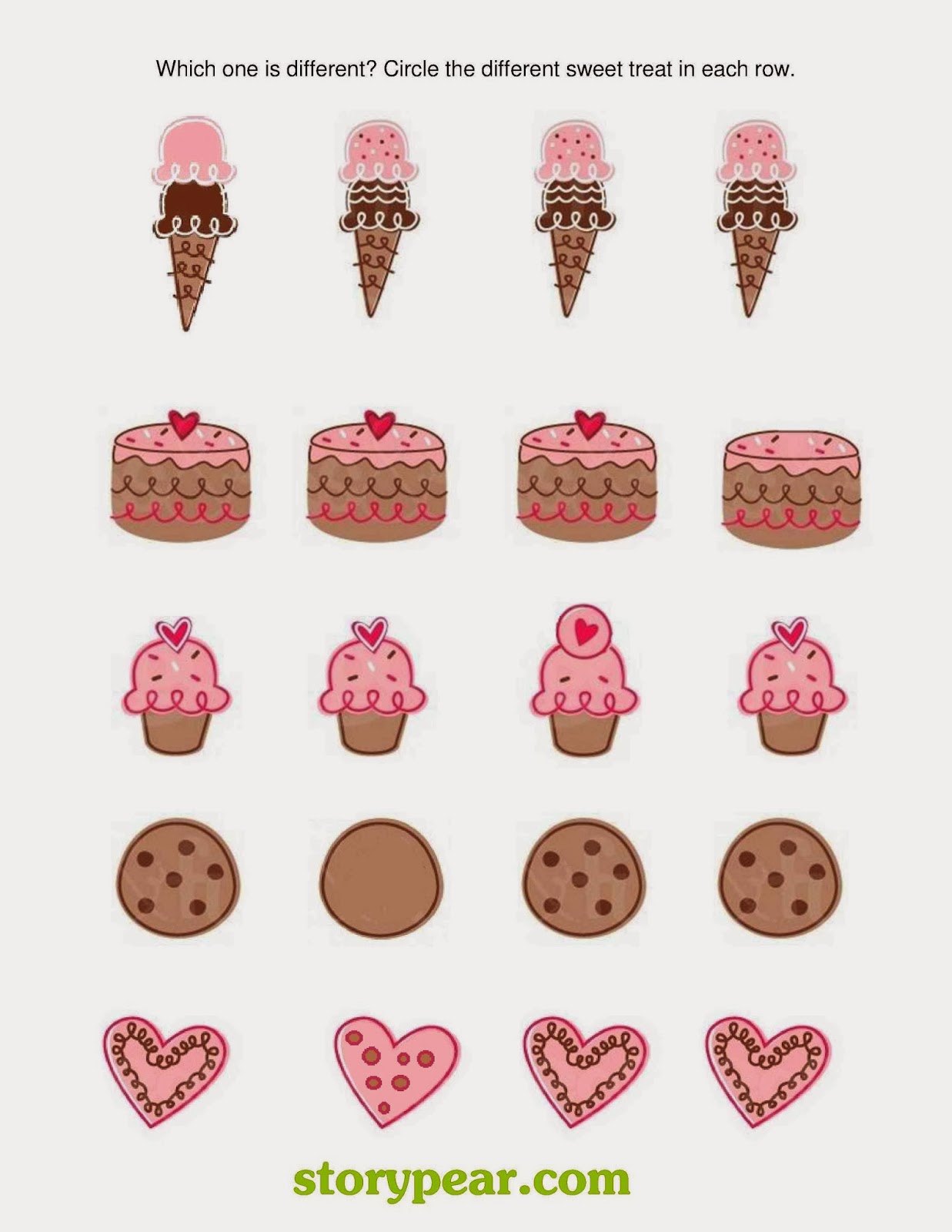 Story Pear: Which sweet treat is different?