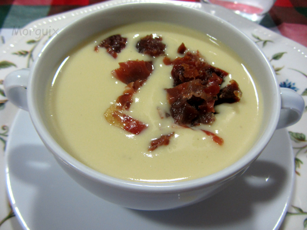 Crema de patata con crujiente de jamón (Thermomix)