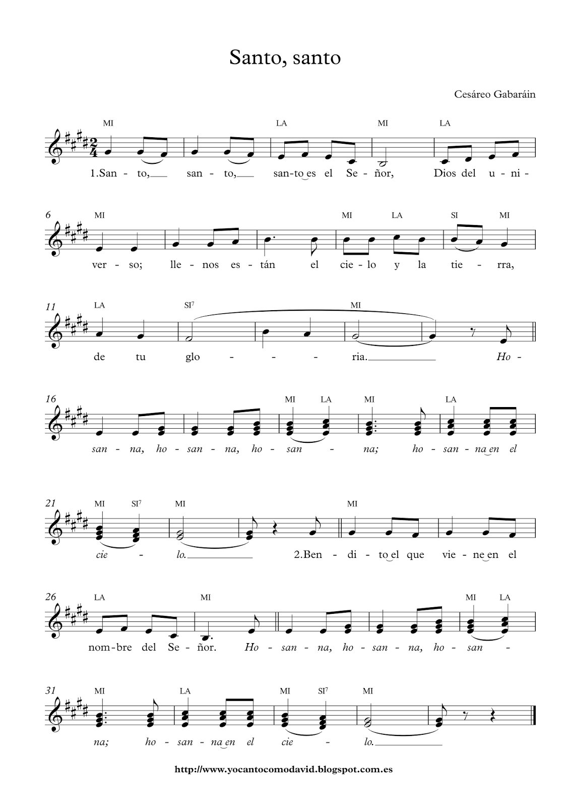 Santo, santo | Yo canto como David