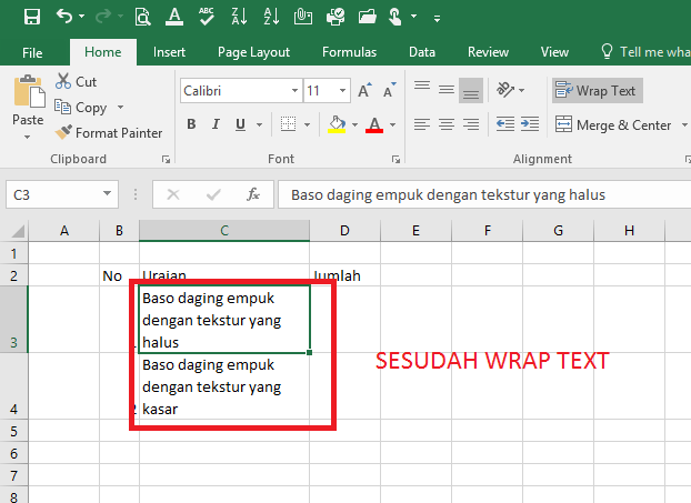 Menggunakan Wraptext pada Ms Excel 2016 - Belajar | Tutorial Office