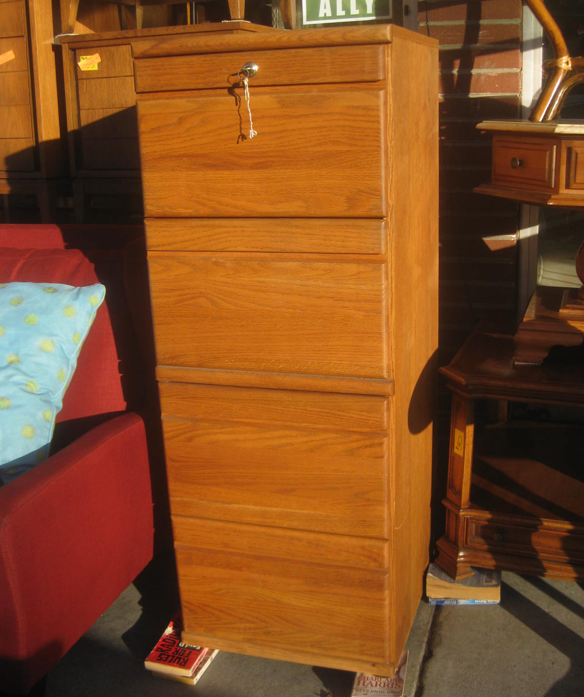 UHURU FURNITURE & COLLECTIBLES: SOLD - Locking Wooden File Cabinet - $90