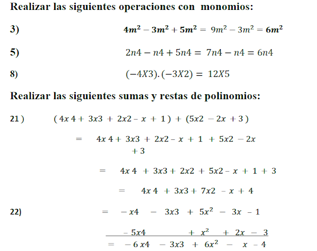 Polinomios: EJERCICIOS DE POLINOMIOS