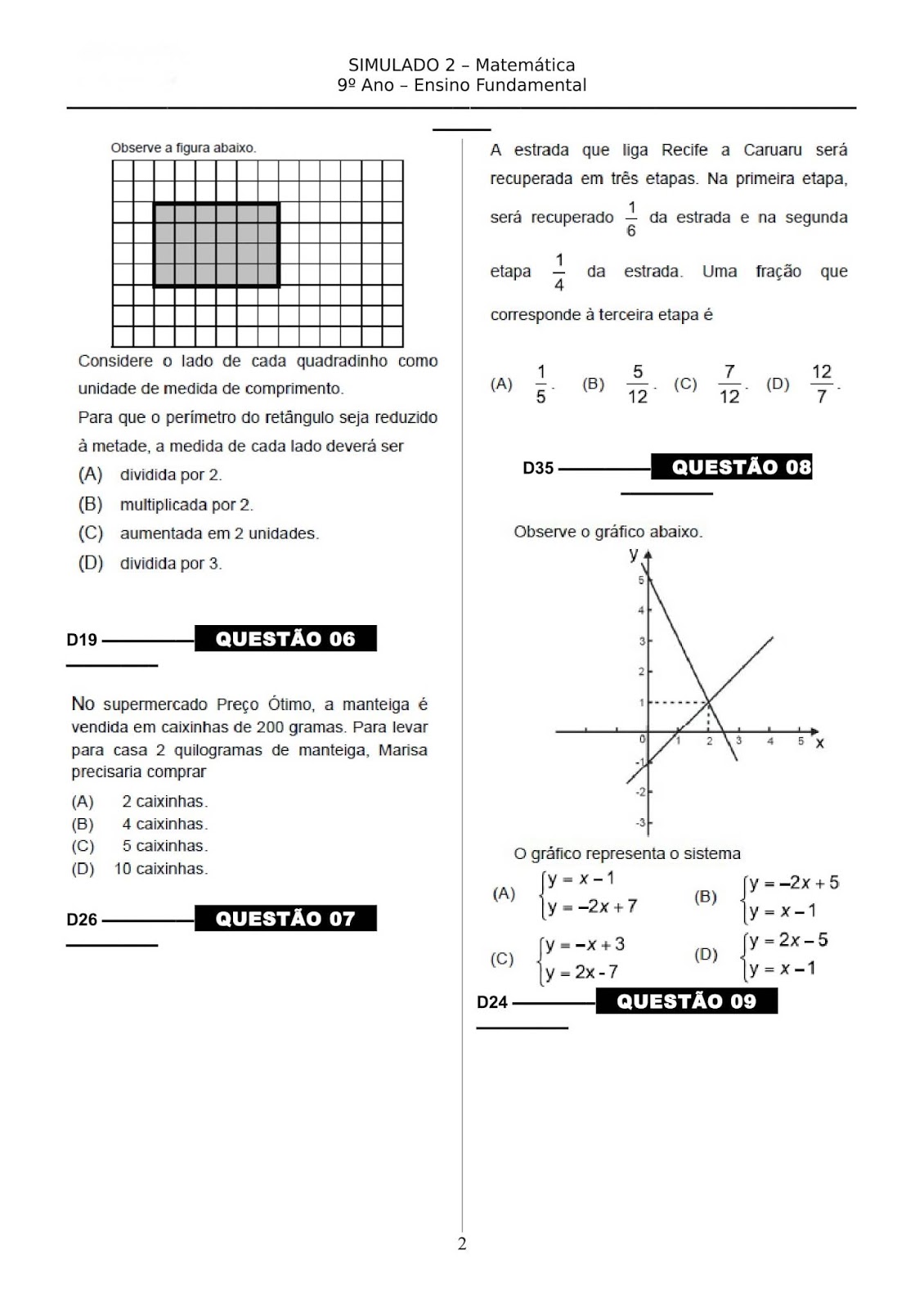 Simulado 9 Ano Matemática - REVOEDUCA